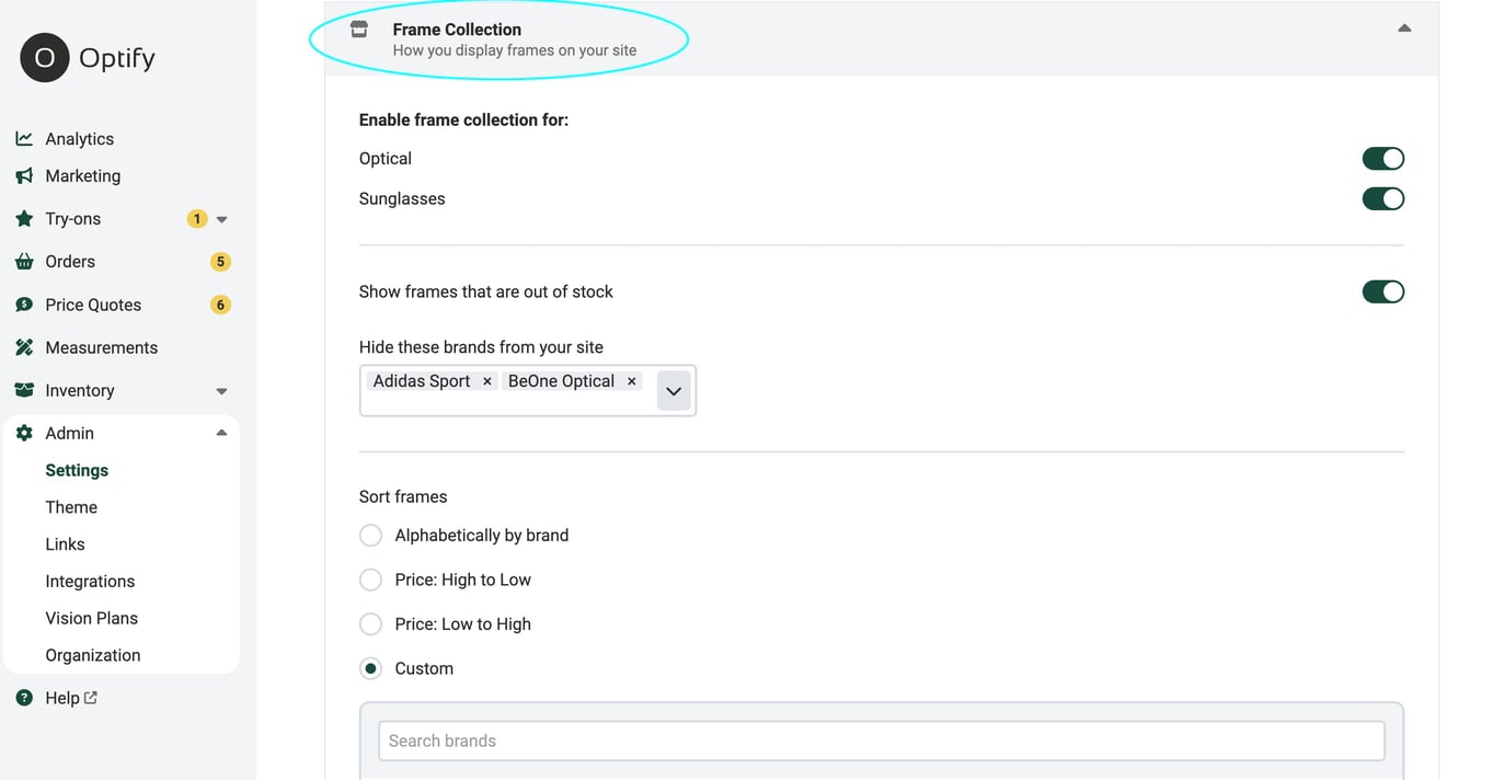 How to change the order frames are sorted